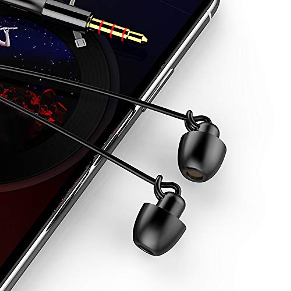 OCUhome Earbuds, Earbud Headphones with Microphone, S360 Sleeping Wired Earphones Anti-Noise in-Ear Sports Running Bass Earplugs for Phone/PC Black