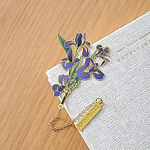 Bookmark 1PC Floral Brass Bookmark Chinese Style Tassel Pendant Book Clips Retro Pagination Mark Reading Tool School Office Supplies(Lilies)