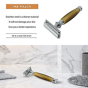 Straight Razor Shaving Kit for Men,Wet Shaving Brush and Bowl Set,Luxury Father's Day Gifts Set Includes Shave Brush,Soap,Stainless Steel Bowl,Shaving Stand,Double Edge Safety Razor with 10 Blades