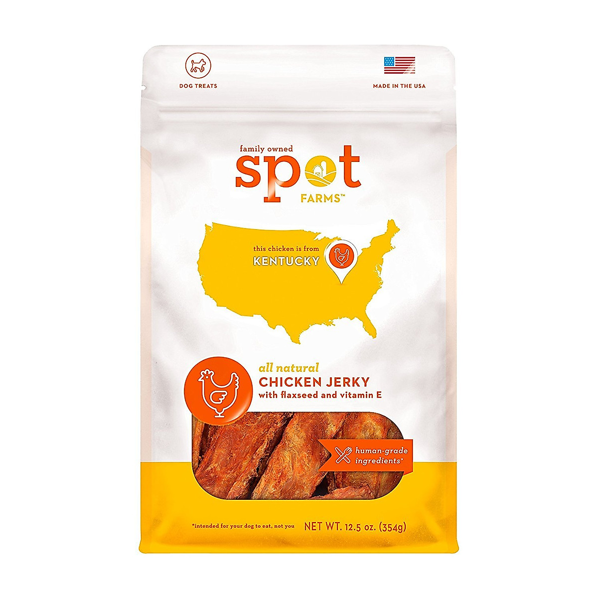 Spot Farms All Natural Human Grade Dog Treats, Chicken Jerky With Flaxseed And Vitamin E, 12.5 Ounce
