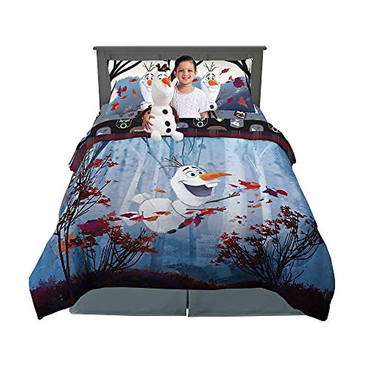 Franco Kids Bedding Comforter with Sheets and Cuddle Pillow Bedroom Set, 6 Piece Full Size, Disney Frozen 2 Olaf