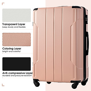 Merax Suitcases With Wheels Lightweight Carry-On Luggage, TSA Lock and Reinforced Corners, 24 Inch Checked-Medium Suitcases (Pink) …