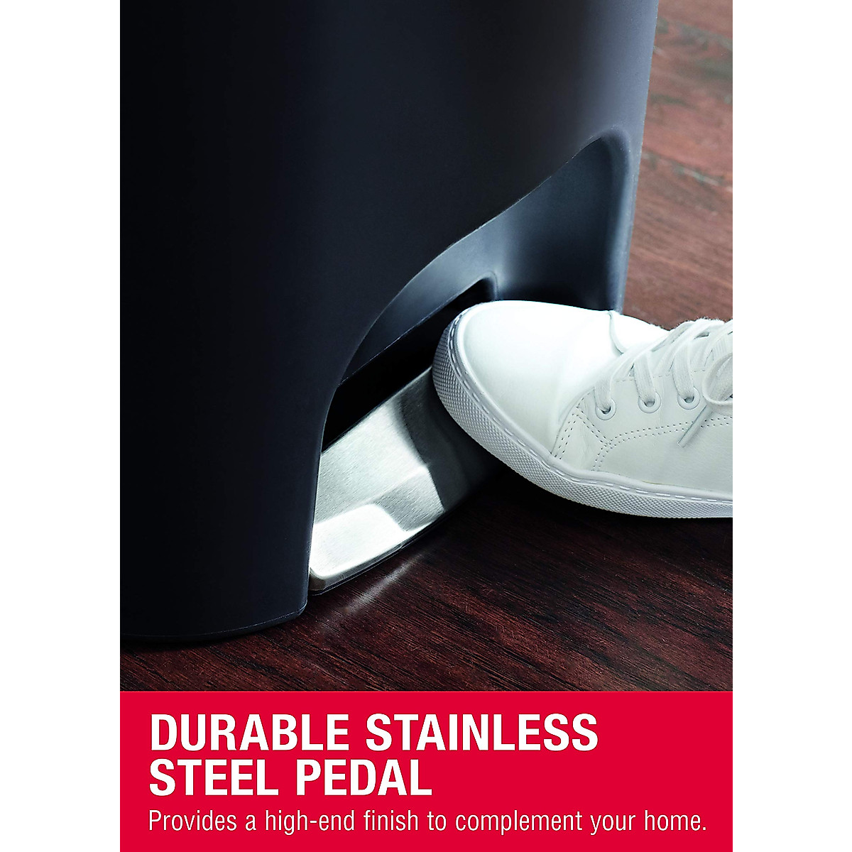 Rubbermaid Classic 13 Gallon Premium Step-On Trash Can with Lid and Stainless-Steel Pedal, Black Waste Bin for Kitchen