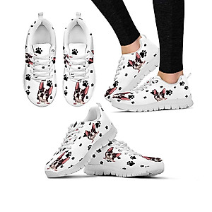 HUGS IDEA Athletic Go Easy Walking Lace-up Sneakers for Women Girls Novelty Boston Terrier Design Running Jogging Casual DailyShoes