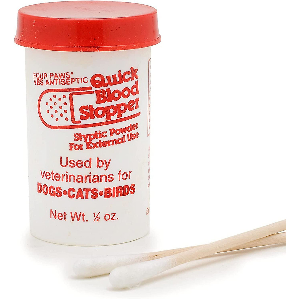 Four-Paws 4 Pack of Quick Blood Stopper Kits, 0.5 Ounces each, Antiseptic Styptic Powder and Swabs for Dogs, Cats and Birds