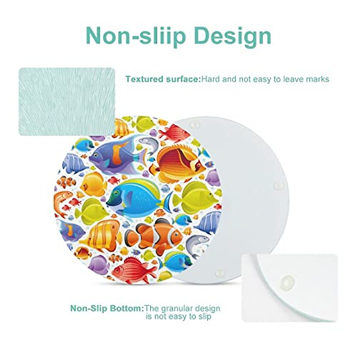 Underwater Fish Tempered Glass Cutting Board Heat Resistant For Bread Meat Fruit 7.9 in