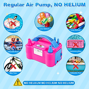 NuLink Electric Portable Dual Nozzle Balloon Blower Pump Inflation for Decoration, Party [110V~120V, 600W, Rose Red]
