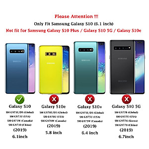 for Samsung Galaxy S10 Case with Camera Lens Cover HD Screen Protector, Dual Layer Military-Grade Drop Tested Magnetic Ring Holder Kickstand Protective Phone Case for Samsung Galaxy S10 (Navy Blue)