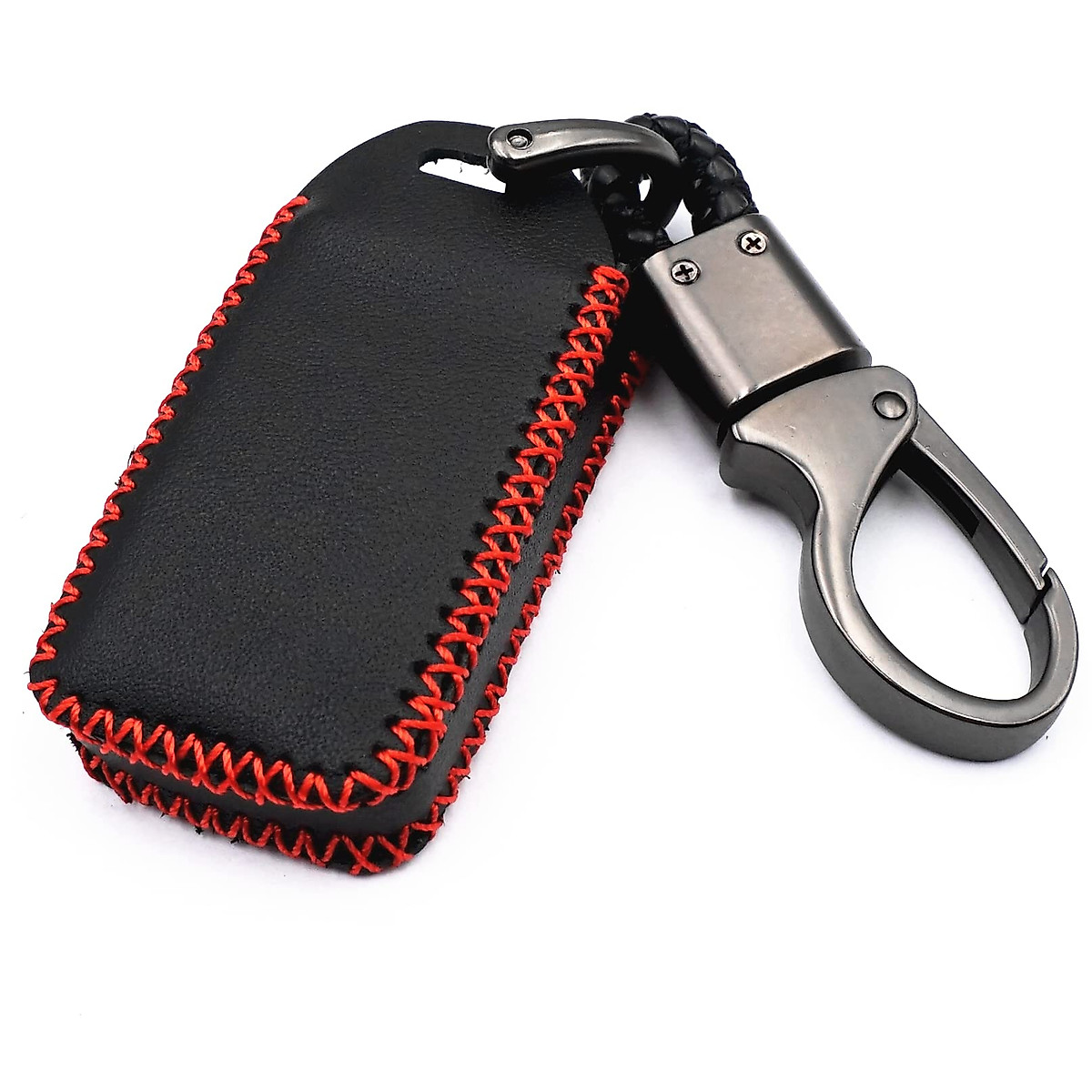 MJKEYAuto Black Leather 3 Buttons Smart Remote Key Fob Cover Chain Case for Toyota Prius 2004 2005 2006 2007 2008 2009