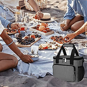 Deosk Lunch Box for Men/Women,Insulated Lunch Bag Cooler Bag,Leak-Proof Large Beach Cooler Adult Lunch Box for Work/Picnic/Travel(M-grey)