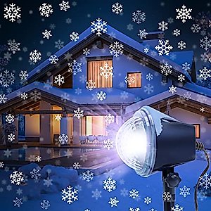 FRANDEK Christmas Snowflake Projector Lights Outdoor, Led Snowfall Lights Waterproof Decorative Christmas Lights Lighting for Xmas Holiday Party Garden Patio Indoor Home Decoration Show