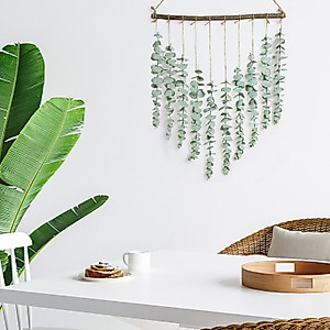Bestjing Artificial Eucalyptus Wall Hanging Decor - Fake Eucalyptus Leaves Greenery Vines Wall Hanging Plants - Farmhouse Rustic Boho Decor for Bathroom Bedroom Livingroom Decorations