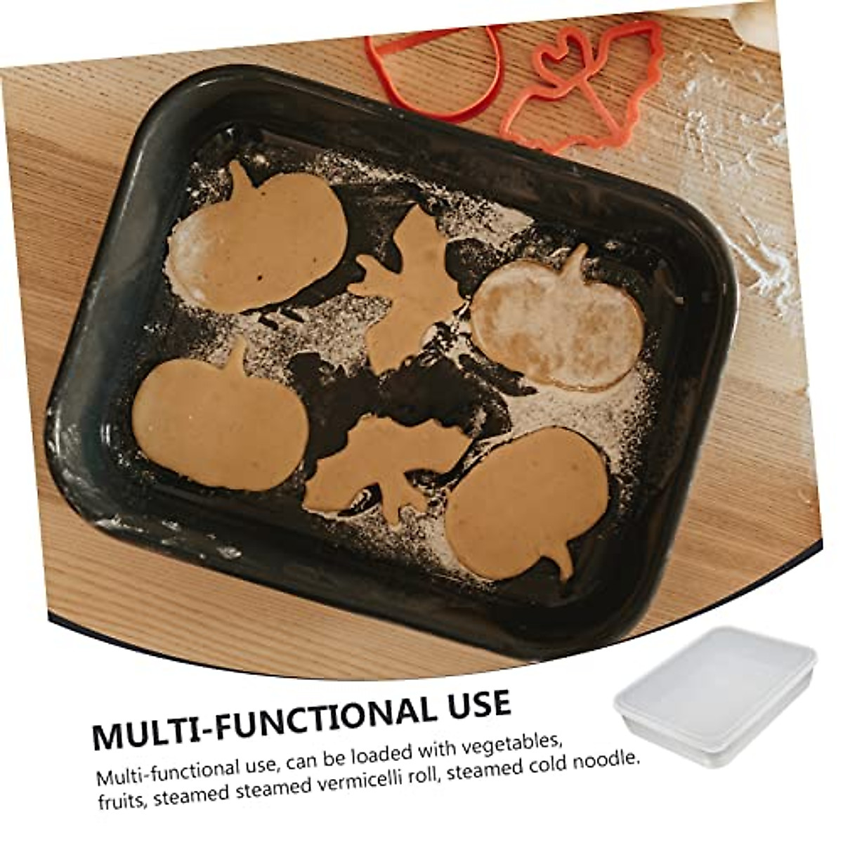 FURLOU Stainless Steel Bakeware Nonstick Bakeware Pizza Oven for Grill Bread Loaf Pan with Lid Dessert Baking Pans Cheese Baking Tray Nonstick Pizza Pan Fresh-keeping Box Bread Pan 1 Set Plate (Color