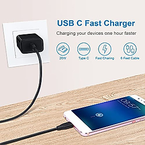 USB C Wall Charger, 20W PD Fast Charging Charger Cable for Samsung Galaxy S23 S22 S21+ S20 FE S10e Note 20 Ultra A14 A21, Google Pixel 7 6 Pro 5 4a 3a 2 XL, Type C Power Delivery USB C to USB C Cord