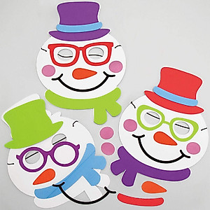 Baker Ross AX528 Snowman Mask Costume Kits for Kids - Pack of 4, Foam Arts and Crafting Activities for The Festive Season