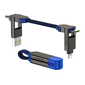 Rolling Square, inCharge X, Multi Charging Cable, Portable Keychain 6-in-1 with 100W Ultra-Fast Charging Power, Sapphire Blue, Multi Charger