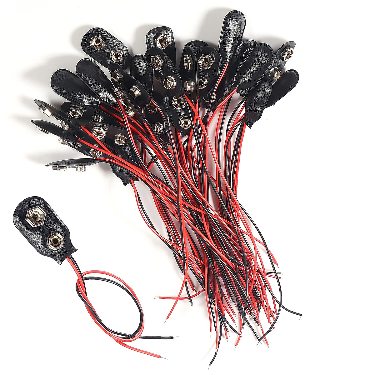 AEDIKO 30pcs 9V Battery Clip I-Type 9V Battery Buckle Connector Hard Buckle Plastic Housing with Wires (I-Type)