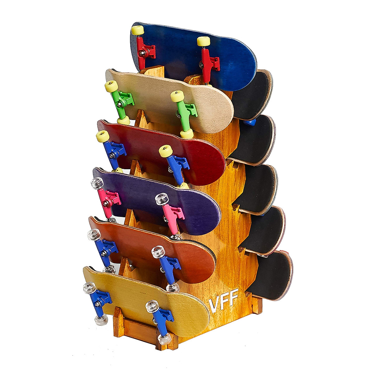 FLVFF Fingerboard Display Rack Storage Organizer Exhibit Finger Skate Rail ramps and Parks (RA1) (Brushed Light Brown)