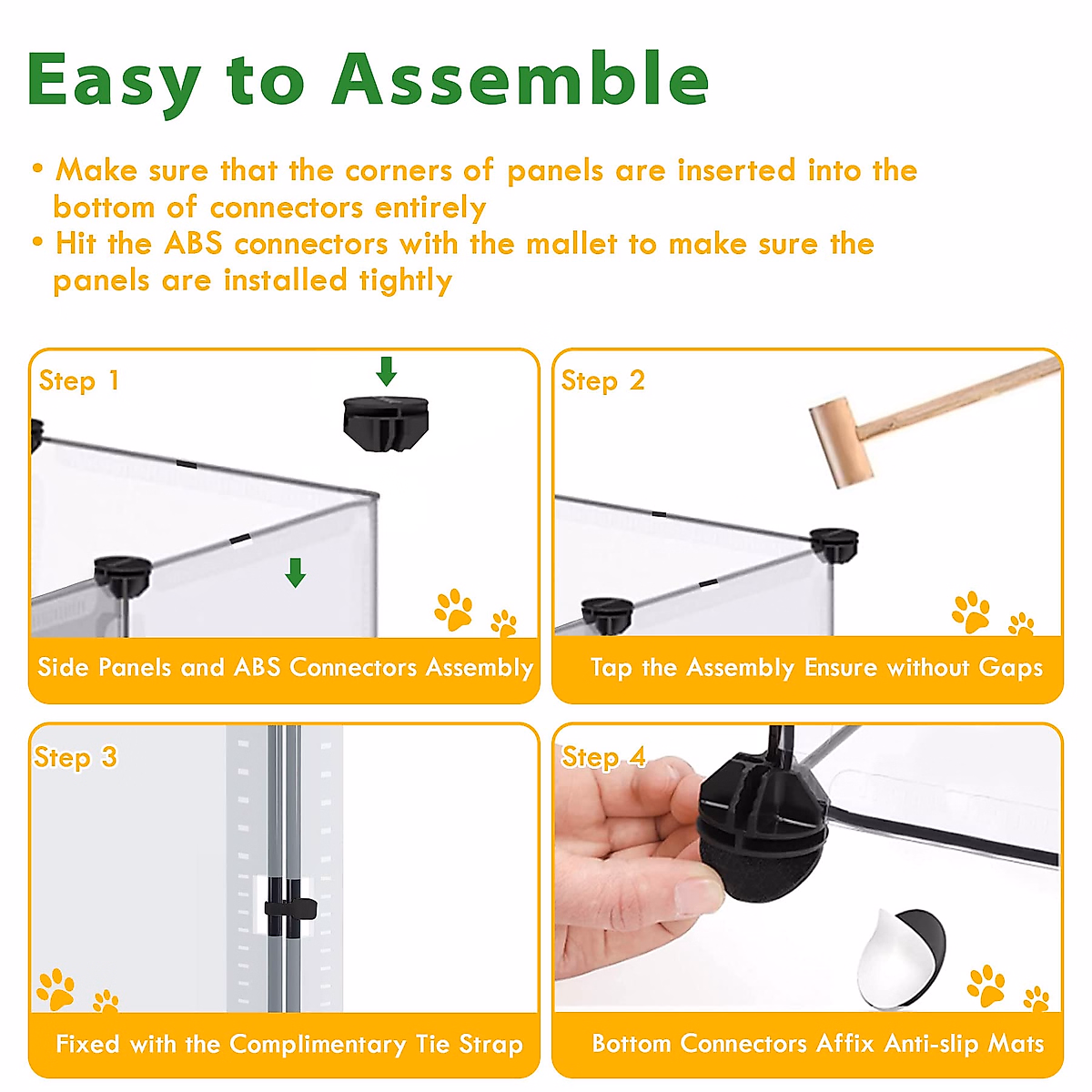 C&AHOME Pet Playpens, 12 Panels 28 X 20 Inch Portable Large Plastic Yard Fence Small Animals, Puppy Kennel Crate Fence Tent, White, UPP5070W