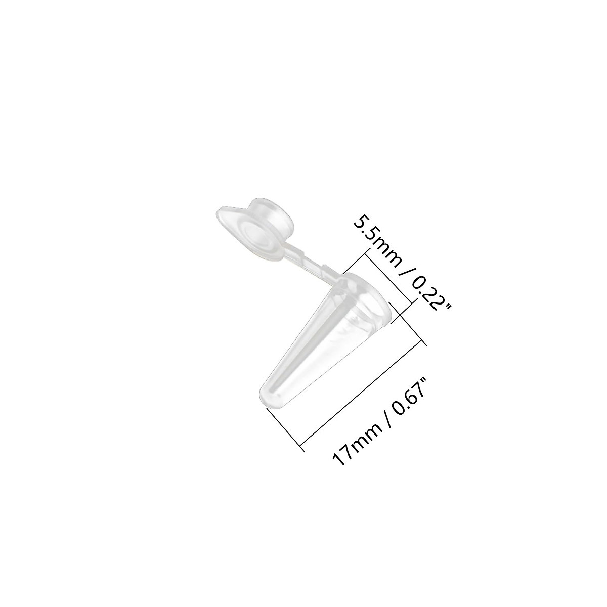 Bettomshin 1000Pcs 0.1ml Conical Centrifuge Tubes, with Snap Cap, Transparent Mini Plastic Microcentrifuge Test Tubes Storage Containers for Beads Specimen Sample Lab