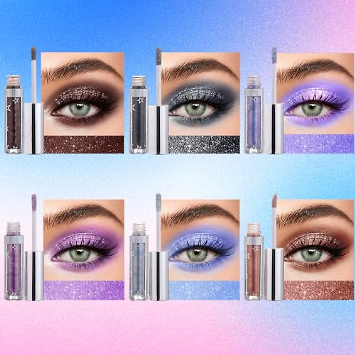 Ardorlove Metallic Glitter Eyeshadow Liquid, Shiny Liquid Eyeshadow Highly Pigmented, Long Lasting Liquid Metallic Eyeshadow, Metal Eye Shadow Liquid, Gift for Girls and Women -101