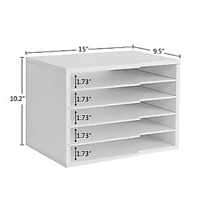 LAPTAIN Desktop File Sorter with 4 Adjustable Shelves for Home and Office, Paper Letter Tray Organizer Wall Mount, White