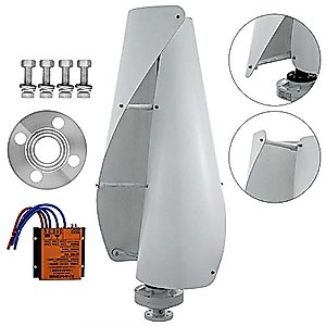 LOYALHEARTDY Wind Turbine Generator, 12V 400W Portable Vertical Helix Wind Power Turbine Generator Kit with Charge Controller - White