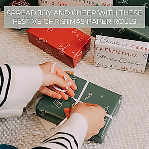 Beautiful Christmas Gift Wrapping Paper Rolls - Set of 3 Quality Paper Rolls With Cute Designs For Small & Medium Size Gifts - Add a Touch of Magic to Every Gift You Wrap - 17 in x 120 in Per Roll