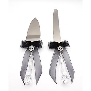 Wedding reception Gothic Cake Knife Set Goth Biker Sugar Skull Black