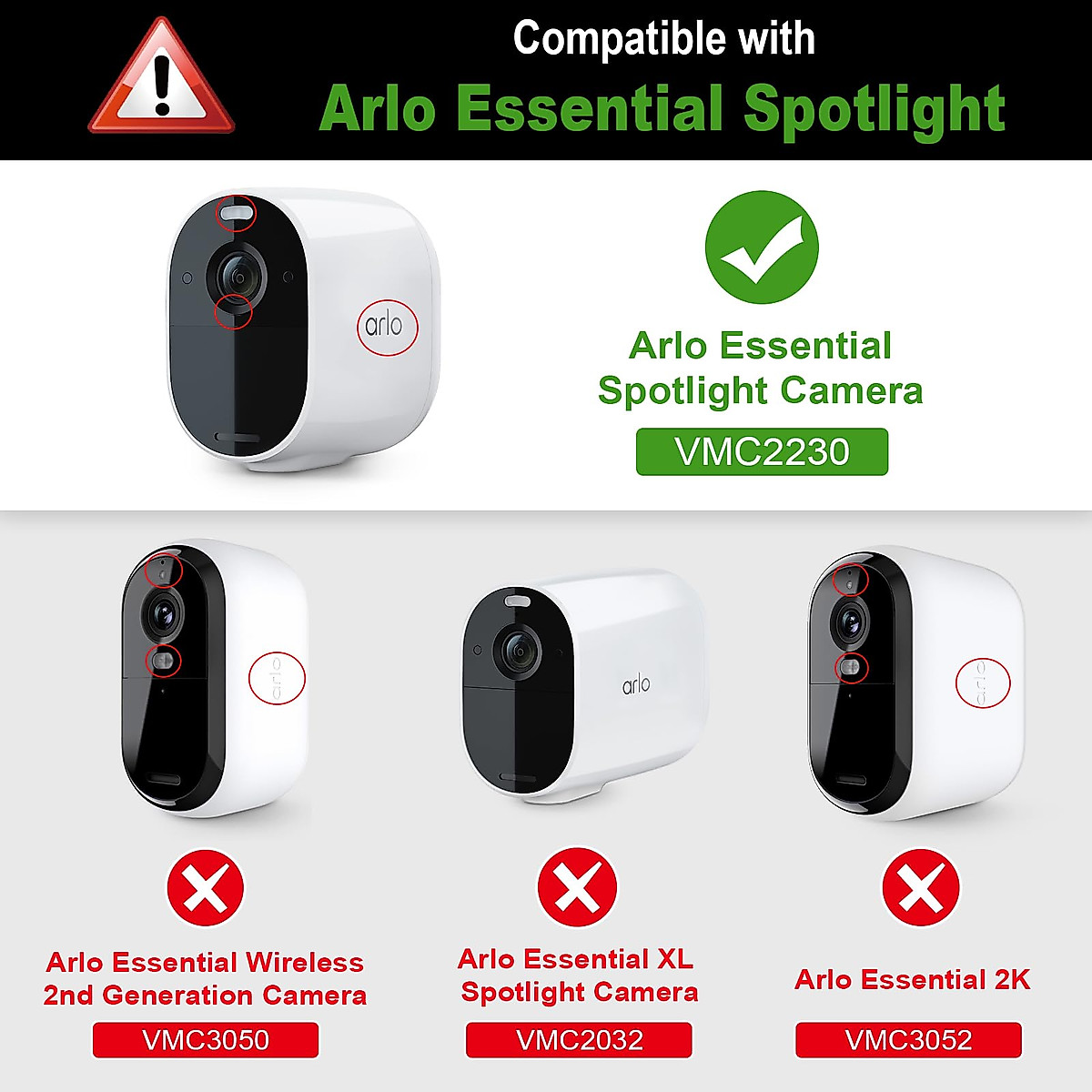 CaseBot Silicone Skins Compatible with Arlo Essential Spotlight Camera (1st Generation, VMC2230), 3 Packs Durable and Weatherproof Protective Silicone Case Cover, White
