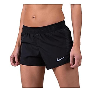 NIKE Women's 10K Running Shorts, Black/Black/Black/Wolf Grey, Large
