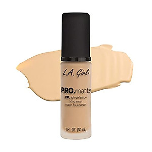 L.A. Girl Cosmetics LA PRO.mattte HD.highdefinition long wear matte foundation, GLM671 Ivory, 1 Fl. Oz