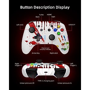 REDSTORM Switch Controllers, Wireless Switch Pro Controllers for Nintendo Switch/Switch Lite/OLED/Android/iOS/PC,Switch Remote Gamepad with 4 Programmable Buttons/Dual Vibration/Turbo/LED Light
