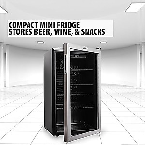 Deco Chef Beverage Refrigerator and Cooler, 118-can, Stainless Steel Triple Pane Glass Door, Temperature Control, 4 Adjustable Shelves, for Home, Apartments, Dorms, Office, Bars