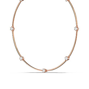 SWAROVSKI Constella All-Around Necklace, Clear Circle-Cut Crystal with a Rose-Gold Tone Finish Chain, part of the Swarovski Constella Collection