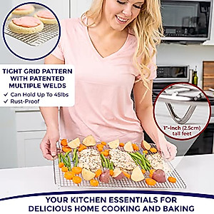 KITCHENATICS Heavy Duty Half Sheet Cooling Racks, Rust Resistant Stainless Steel Baking Racks, Wire Racks Fit Half Sheet Pan, Bacon Grill Rack for Oven, Cookie Cooling Racks 11.8" x 16.9" IN, Set of 2