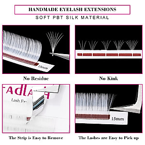 Eyelash Extension 0.07 Colored Easy Fan Lashes White D Curl Self Fanning Lashes Colored, Volume Lash Extensions (White 0.07D, 15-20mm)