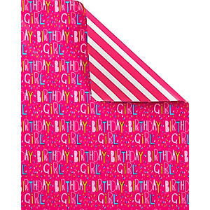 American Greetings Reversible Birthday Wrapping Paper, Stars, Polka Dots, and Balloons (3 Pack, 120 sq. ft)