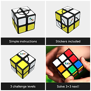 Rubik's Apprentice, 2x2 Beginner Cube 3D Puzzle Game Stress Relief Fidget Toy Easy Activity Cube Travel Game Gift Idea, for Adults & Kids Ages 7 and up