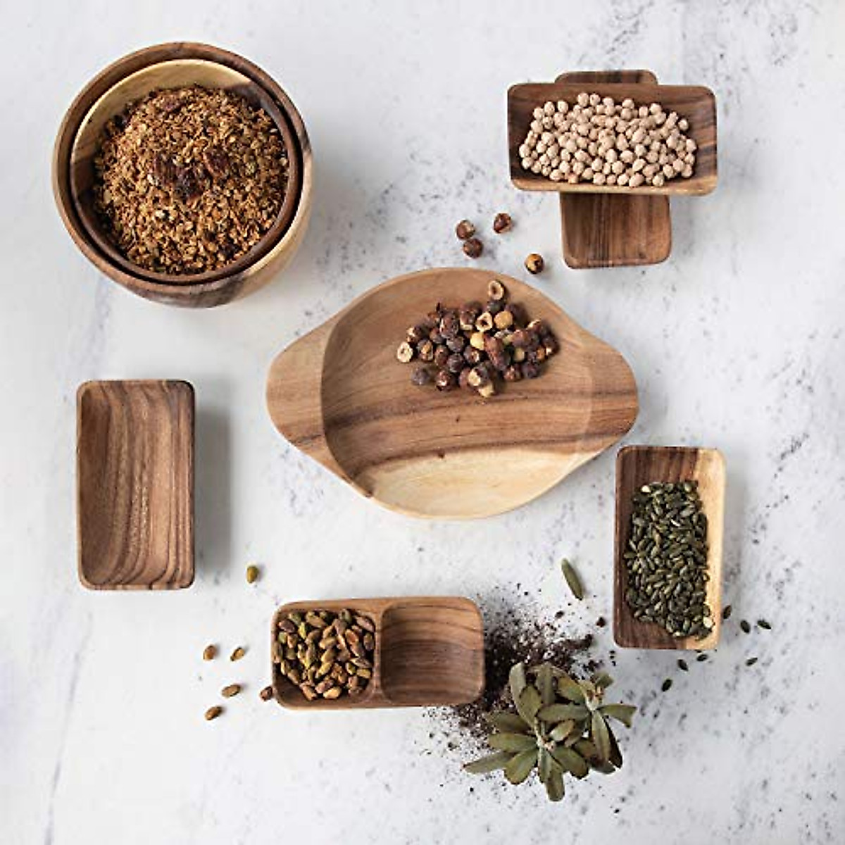 Creative Co-Op Acacia Wood, Set of 2 Bowl, Natural, 2