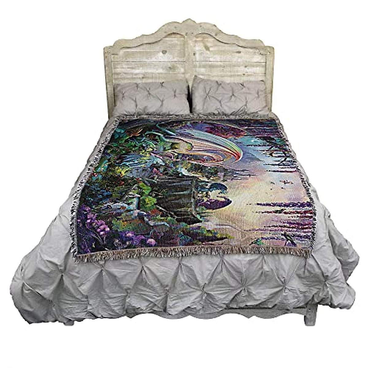 Pure Country Weavers Dragon Valley Blanket by Rose Khan - Gift Fantasy Tapestry Throw Woven from Cotton - Made in The USA (72x54)