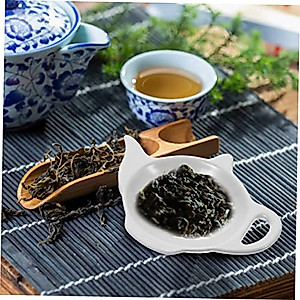 Holibanna 9 Pcs Tea Bag Saucer Pencils for Ceramic Coasters Snail Tea Bag Holder Tea Bag Squeezer Ceramic Tea Bag Plate Tea Packet Holder Tea Rack Kitchen Mini White Ceramics Seasoning