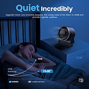 WSKEN Desk Fan with Battery Operated, Quiet Digital Display Portable Fan for Office, Bedroom, Kitchen, Home, Outdoor, 100 Speeds 115° Tilt Small Travel Camping Table Fan,Bluish Black