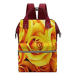 Yellow Rose Diaper Bag Backpack Large Capacity Mommy Bags Multifunction Nappy Bag Travel Back Pack Red-Style