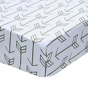Gray Arrow Fitted Crib Sheet (Gray Arrow on White)