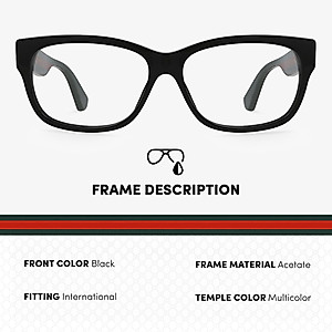Gucci GG0278O Designer Fashion Eyeglasses Stylish Wide Rectangular Frame Eyewear with Luxury eSHADES Kit - Embrace Sophistication and Elegance