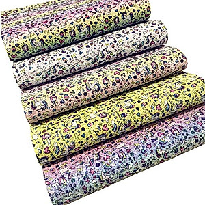 Unicorn Printed Faux Leather Fabric Sheets 5 Pieces Glitter Sequins Synthetic Fabric for DIY Bows Earrings Making Crafts (Assorted A)