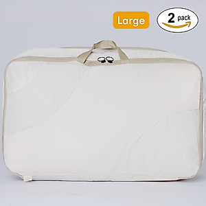 HappiBox 2-pack XXL Comforter Storage Bag - Space Saving Compression Bag for Pillows, Blankets, Bedding -Collapsible Extra Large Mesh Packing Cube - Queen King (2-pack Large Size 28x20x11")