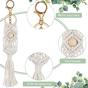 Junkin 16 Pack Mini Macrame Keychains Cute Boho Macrame Bag Charms Handcrafted Aesthetic Boho Car Accessories Boho Keychain for Women Tassel Keychain for Car