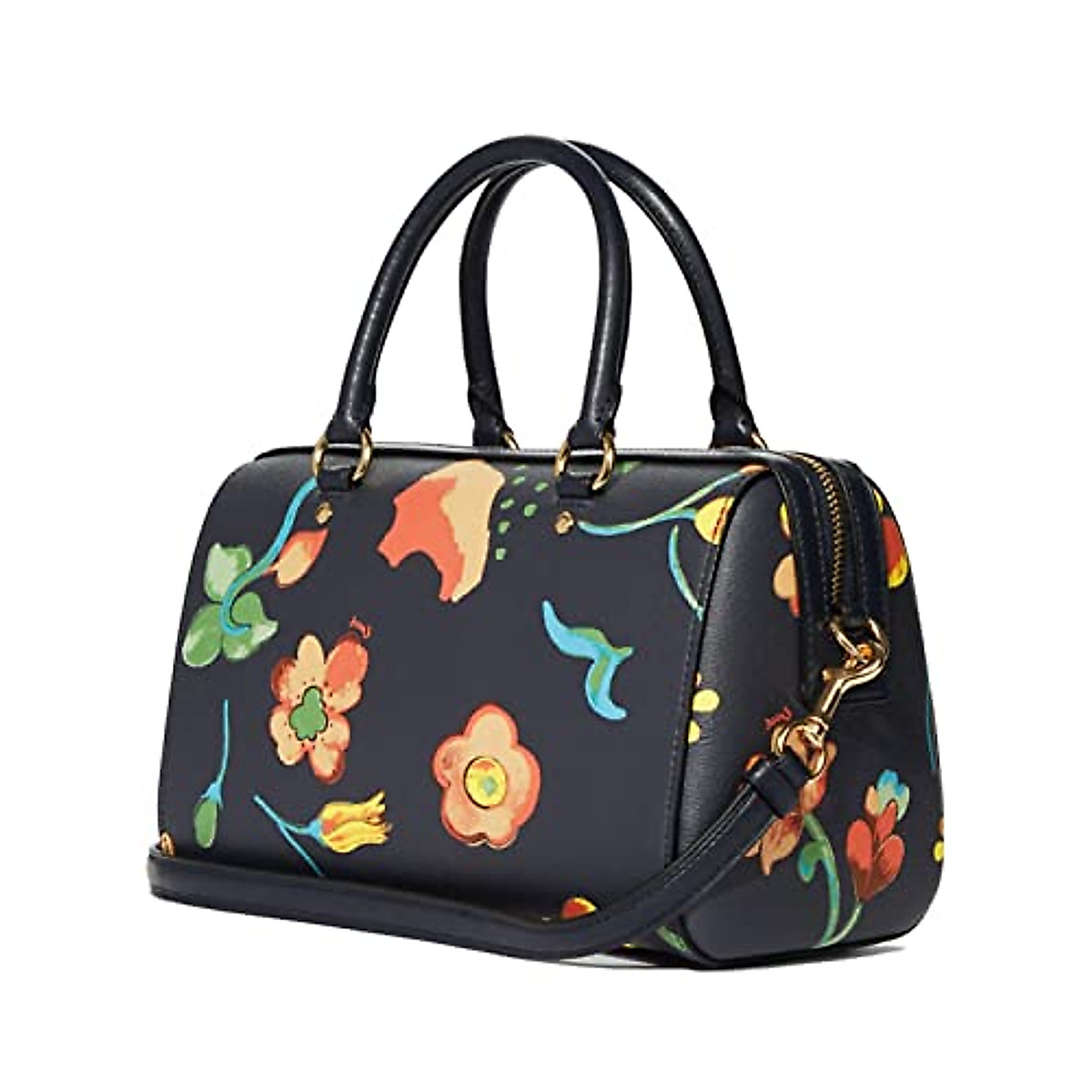 Rowan Satchel In Signature Canvas With Mystical Floral Print (Floral Midnight)